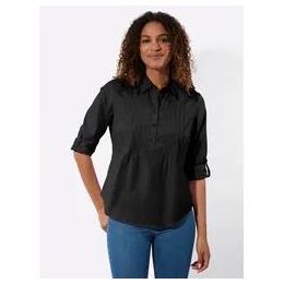 Langarmbluse Casual Looks, Damen, Gr. 54, schwarz, 50% Baumwolle, 50% Polyester, unifarben, Blusen