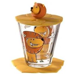 Kinderbecher Leonardo "Kinderbecherset Bambini 215 ml", gelb (l&ouml;we), 3 tlg., Glas, Trinkgef&auml;&szlig;e, Kinderbecher