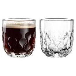 Latte-Macchiato-Glas Leonardo "Kaffeegl&auml;ser (2) Gocce 220 ml 2er Set transparent", bunt (transparent), 2 tlg., Glas, Trinkgef&auml;&szlig;e, Latte-Macchiato-Glas
