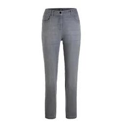 7/8-Hose GOLDNER "Slim Fit Jeans BELLA mit Dehnbund", Damen, Gr. 52, N-Gr, grau (hellgrau), Obermaterial: 56% Baumwolle CO. 27% Polyester PES. 14% Viskose CV. 3% Elasthan EL., Hosen 7/8-Hose