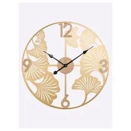 Wanduhr Heine HOME, gold (goldfarben), Wanduhren, B/H/T: 60cm x 60cm x 2,5cm, Wanduhr, B:60cm H:60cm T:2,5cm