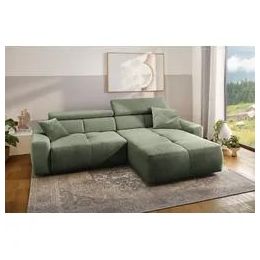 Jockenh&ouml;fer Ecksofa JOCKENH&Ouml;FER GRUPPE "Unos, L-Form, mit 60cm elektrischer Sitztiefenverstellung", salbei, gr&uuml;n, B:299cm T:211cm, Korpus: 100% Polyester;Kissen: 100% Polyester, Sofas, Ecksofa, 140kg Belastbarkeit, USB, verstellbaren Kopfst&uuml;tzen & Zierkissen