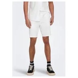 Only & Sons Shorts ONLY & SONS "ONSLINUS 0007 COT LIN SHORTS NOOS", Damen, Gr. L, N-Gr, wei&szlig; (hellwei&szlig;), Web, Obermaterial: 75% Baumwolle, 25% Leinen, unifarben, loose fit kniefrei, Hosen Shorts, Baumwolle mit Leinen, normal geschnitten