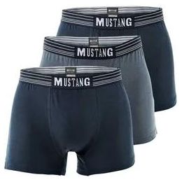Boxershorts Mustang "Boxershort Retroshorts True Denim 3er Pack 3er Pack", Herren, Gr. L, bunt (marine, blau, marine), Obermaterial: 95% Baumwolle CO. 5% Elasthan EL., Unterhosen