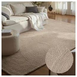 Wollteppich Hanse Home "Calmio, auch als L&auml;ufer und in rund", beige (hellbeige), B:160cm H:18mm L:230cm, Wolle, Teppiche, Handgetuftet, Wolle, Natur, Wohnzimmer, Schlafzimmer, Skandi, Hygge