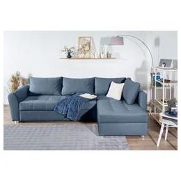 Ecksofa Collection AB "Jana XL L-Form, B: 250 cm", blau (petrol), B:250cm H:42cm T:161cm, 100%Polyester, Sofas, Ecksofa, Bettfunktion, Bettkasten & 1 Zierkissen, Federkern