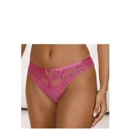 String Lascana "Alicia", Damen, Gr. 32/34, pink, Microtouch, Obermaterial: 84% Polyamid, 16% Elasthan, Unterhosen String, mit sch&ouml;nem Bund aus feiner Spitze
