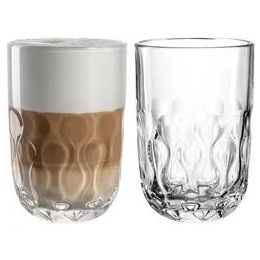 Latte-Macchiato-Glas Leonardo "Latte Macchiato Gl&auml;ser (2) Gocce 390 ml 2er Set transparent", bunt (transparent), 2 tlg., Glas, Trinkgef&auml;&szlig;e, Latte-Macchiato-Glas