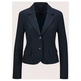 Madeleine Mode Kurzblazer MADELEINE "Blazer Kurzblazer in Jeans-Optik", Damen, Gr. 42, blau (jeansblau), Obermaterial: 78% Polyester PES. 18% Viskose CV. 4% Elasthan EL., Blazer Kurzblazer