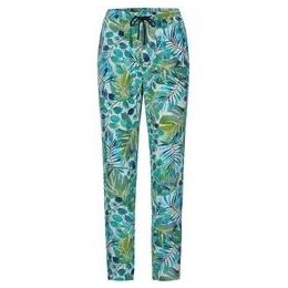 Stoffhose GOLDNER "Kurzgr&ouml;&szlig;e Florale Schlupfhose SARA gr&uuml;n", Damen, Gr. 25, K-Gr, gr&uuml;n (graugr&uuml;n, gemustert), Obermaterial: 100% Viskose CV., Hosen Stoffhose