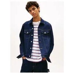Tommy Hilfiger Jeansjacke TOMMY JEANS "RYAN REGULAR", Herren, Gr. XXL, denim schwarz, Denim/Jeans, Obermaterial: 99% Baumwolle, 1% Elasthan, unifarben, regular fit normal, Rundhals, eingesetzt angesetztes B&uuml;ndchen, Jacken Jeansjacke, Regular fit mit praktischen Taschen