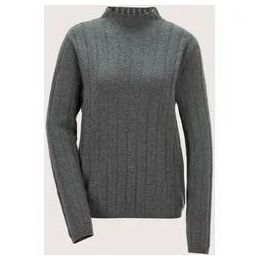 Madeleine Mode Longpullover MADELEINE "Kaschmirpullover Luxuri&ouml;ser Strickpullover mit Stehkragen", Damen, Gr. 48, grau (graphit, melange), Obermaterial: 100% Kaschmir WS., Modern, Pullover Longpullover, Reines Kaschmir