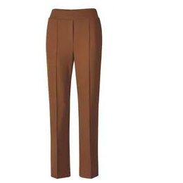Chinohose GOLDNER "Jerseyhose VERA mit Biesen", Damen, Gr. 48, N-Gr, braun (cognac), Obermaterial: 50% Polyamid PA. 45% Viskose CV. 5% Elasthan EL., Hosen Chinohose