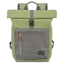 Freizeitrucksack Travelite "BASICS Rollup Rucksack", Gr. B/H/T: 37cm x 60cm x 16cm, gr&uuml;n (gr&uuml;n, grau), Polyester, Rucks&auml;cke Freizeitrucksack