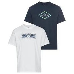 T-Shirt Quiksilver "NATUREMAD INSID QUA SHORT SLEEVE PACK YM", Damen, Gr. 3XL, blau (wei&szlig;, navy), Obermaterial: 100% Baumwolle, Shirts T-Shirt, Doppelpack T-Shirt mit Print, 2 St&uuml;ck