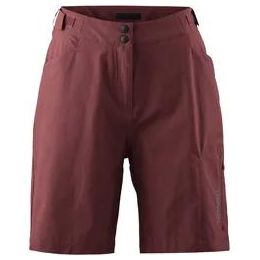 Fahrradhose Gonso "Adventure Shorts W", Damen, Gr. 36, Normalgr&ouml;&szlig;en, rot (rotbraun), 90% Polyamid, 10% Elasthan, Hosen Fahrradhose, Damen Radhose mit einkn&ouml;pfbarer Radunterhose mit Sitzpolster