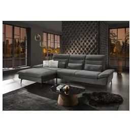 Ecksofa Hukla "HU-HP22156 L-Form", schwarz (cyber anthrazit), B:309cm H:103cm T:193cm, 100% recyceltes Polyester, Sofas, Ecksofa, inkl. Kopfpolsterverstellung, optional mit Sitztiefenverstellung