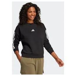 Sweatshirt Adidas SPORTSWEAR "ESSENTIALS 3-STREIFEN", Damen, Gr. XS, schwarz-wei&szlig; (schwarz, wei&szlig;), Obermaterial: 55% Baumwolle, 36% Polyester, 9% Viskose, Rundhals, angesetztes B&uuml;ndchen, Sweatshirts Sweatshirt