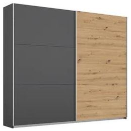 Schwebet&uuml;renschrank Rauch "AURELIO Kleiderschrank Garderobe TOPSELLER", grau (graumetallic, eiche artisan), B:218cm H:210cm T:59cm, Holzwerkstoff, Schr&auml;nke, Schwebet&uuml;renschrank, 3 verschiedene Ausstattungsvarianten Griffe aus Metall MADE IN GERMANY