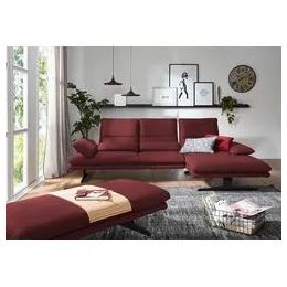Ecksofa W.Schillig "broadway, Designsofa mit tollem Sitzkomfort", rot (burgundy z69), B:291cm H:94cm T:164cm, Longlife Xtra-Leder Z69: Das feinnarbige, gedeckte Softleder Z69 besticht durch seine au&szlig;ergew&ouml;hnliche Weichheit im trendigen &raquo;Vintage-Look&laquo;, Hautst&auml;rke 0, 9 - 1, 1 mm, Sofas, Ecksofa, Sitztiefenverstellung, Kopfteil- & Seitenteilverstellung, Breite 291cm