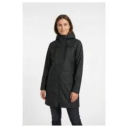 Regenjacke Freequent "FQRAIN-JACKET", Damen, Gr. M, schwarz, Web, Obermaterial: 100% Polyurethan, unifarben, bequem ca. Mitte Oberschenkel, Rundhals, B&uuml;ndchen, Jacken Regenjacke, wasserabweisend mit Kapuze