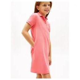 Polokleid Tommy Hilfiger "ESSENTIAL POLO DRESS", M&auml;dchen, Gr. 8 (128), N-Gr, tropical blush, Web, Obermaterial: 96% Baumwolle, 4% Elasthan, unifarben, regular fit kniefrei, Rundhals, eingesetzt abgesteppte Kante, Kleider, Kinder bis 16 Jahre, regular fit