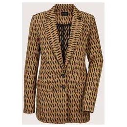 Madeleine Mode Jackenblazer MADELEINE "Blazer Langer Jersey-Blazer", Damen, Gr. 40, schwarz (caramel, schwarz, grau), Obermaterial: 43% Polyester PES. 34% Polyamid PA. 18% Baumwolle CO. 5% Elasthan EL., Blazer