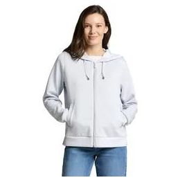 Kapuzensweatjacke Tom Tailor "Regular", Damen, Gr. L, soft dusty blau, Sweatware, Obermaterial: 51% Polyester, 42% Viskose, 7% Elasthan, unifarben, regular fit h&uuml;ftbedeckend, Rundhals, B&uuml;ndchen, Sweatjacken, mit Viskose und Stretch