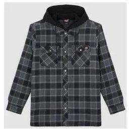 Funktionshemd Dickies "Dickies Workwear Hemden FLEECE HOODED FLANNEL SHIRT JACK RELAXED", Kinder, Gr. L, Normalgr&ouml;&szlig;en, grau, Flanell, Oberstoff: 100% Baumwolle, Hemden