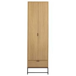 Mehrzweckschrank Woood "Woood SILAS SCHRANK EICHE DEKOR [fsc]", transparent, B:60cm H:210cm T:36cm, Massivholz, Schr&auml;nke, Mehrzweckschrank, schmaler Hochschrank aus Eichenmelamin, modernes Design, viel Stauraum