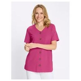 Longshirt Classic Basics "Longshirt", Damen, Gr. 52, fuchsia, 100% Baumwolle, unifarben, V-Ausschnitt, Shirts Longshirt