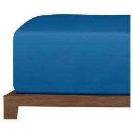 Spannbettlaken UNCOVER BY Schiesser "New Jersey aus 100% Baumwolle", blau (royalblau), B:180cm L:200cm, Jersey, Obermaterial: 100% Baumwolle, Bettlaken, Spannbettlaken, Made in Green