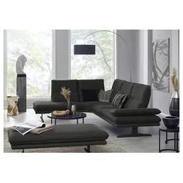 Ecksofa W.Schillig "broadway, Designsofa, toller Sitzkomfort, zeitlos, elegant, L-Form", grau (graphit z59), B:284cm H:94cm T:224cm, Longlife Xtra-Leder Z59: Glattleder mit modischer Pr&auml;gung. Hautst&auml;rke 0, 9 - 1, 1 mm, Sofas, Ecksofa, Sitztiefenverstellung, Kopfteil- & Seitenteilverstellung, Breite 284cm
