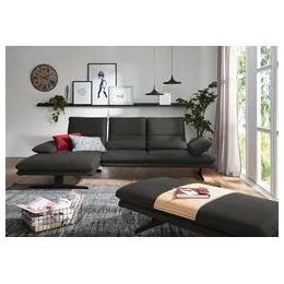 Ecksofa W.Schillig "broadway, Designsofa mit tollem Sitzkomfort", grau (anthrazit z69), B:291cm H:94cm T:164cm, Longlife Xtra-Leder Z69: Das feinnarbige, gedeckte Softleder Z69 besticht durch seine au&szlig;ergew&ouml;hnliche Weichheit im trendigen &raquo;Vintage-Look&laquo;, Hautst&auml;rke 0, 9 - 1, 1 mm, Sofas, Ecksofa, Sitztiefenverstellung, Kopfteil- & Seitenteilverstellung, Breite 291cm