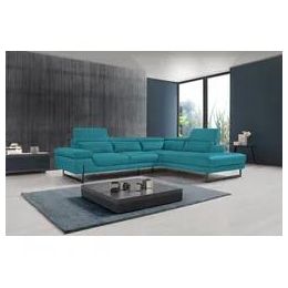 Ecksofa Egoitaliano "Queenie, extravagantes Sofa mit erstklassigem Sitzkomfort, L-Form", blau (t&uuml;rkis), B:284cm H:95cm T:108cm, Luxus-Microfaser (100% Polyester) Leder &raquo;BULL&laquo; (echtes Rindsleder). Geschliffenes, pigmentiertes und behandeltes Rindsleder mit einer Dicke von 1, 3-1, 5 mm. Dieses Leder zeigt eine ziemlich weiche Hand mit einem halb undurchsichtigen Aussehen. Es handelt sich um ein gesc