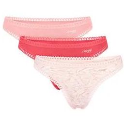 String Sloggi "GO Crush String C3P", Damen, Gr. S, rot, light combination, Single Jersey, Obermaterial: 95% Baumwolle, 5% Elasthan, Unterhosen String, mit Spitzendetails