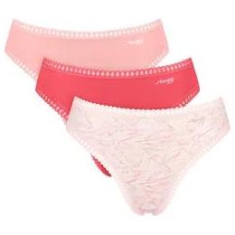 Slip Sloggi "GO Crush High leg C3P", Damen, Gr. XL, rot, light combination, Single Jersey, Obermaterial: 95% Baumwolle, 5% Elasthan, Unterhosen Slip, mit Spitzendetails