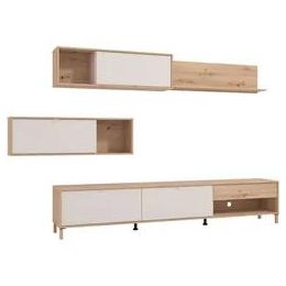 Wohnwand Home Affaire "Norwich Anbauwand, Wohnkombination, Wohnzimmer-Set", eiche, kaschmir, B:234cm H:196,5cm T:40cm, MDF, Metall, Spanplatte, Kastenm&ouml;bel-Sets, Wohnwand, Zwei Arten der Wandmontage. TV-Board Breite: 234 cm