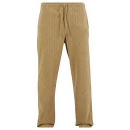 Jogginghose Urban Classics "Urban Classics Jacquard Velvet Wide Sweatpants", Herren, Gr. XXL, US-Gr&ouml;&szlig;en, unionbeige, 100% Polyester, unifarben, normal, Hosen Jogginghose