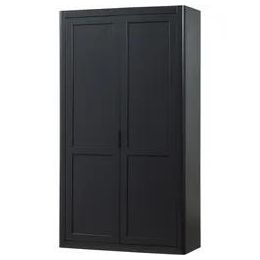 Garderobenschrank Woood "Woood GUNNAR STAUSCHRANK KIEFER", schwarz, B:120cm H:217cm T:48cm, Massivholz, Schr&auml;nke, Garderobenschrank, Aufbewahrungsschrank aus FSC-Kiefer, viel Stauraum hinter 2 T&uuml;ren
