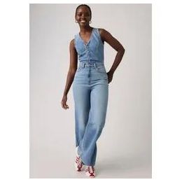 Levi's Overall LEVI'S "DNM VEST WIDELG JUMPSUIT", Damen, Gr. 31, N-Gr, own it jumpsuit, Denim/Jeans, Obermaterial: 100% Baumwolle, figurbetont lang, tiefer V-Ausschnitt, Overalls Overall, figurbetonende Passform mit weiter Beinform