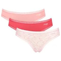 Minislip Sloggi "GO Crush Mini C3P", Damen, Gr. M, rot, light combination, Single Jersey, Obermaterial: 95% Baumwolle, 5% Elasthan, gemustert, unifarben, k&ouml;rpernah, Unterhosen, mit Spitzendetails