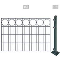 Doppelstabmattenzaun Arvotec "EASY 80 zum Aufschrauben "Ring" mit Zierleiste", grau (anthrazit), H:80cm, Kunststoff, Stahl, Zaunelemente, Zaunh&ouml;he 80 cm, Zaunl&auml;nge 2 - 60 m