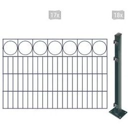 Doppelstabmattenzaun Arvotec "EASY 80 zum Aufschrauben "Ring" mit Zierleiste", grau (anthrazit), H:80cm, Kunststoff, Stahl, Zaunelemente, Zaunh&ouml;he 80 cm, Zaunl&auml;nge 2 - 60 m