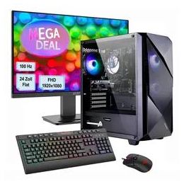 GAMEMAX Gaming-PC-Komplettsystem "MegaDeal Striker 2736 AMD Ryzen 7 5700X 16GB 1000GB SSD RTX 5060", Energieeffizienz: E (A-G), schwarz, Microsoft Windows 11 Home (64 Bit), 16 GB RAM 1.000 GB SSD, Computer_Komplettsysteme, Windows 11 + MSI PRO MP2412 Monitor 60cm (24")