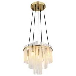 Globo LIGHTING H&auml;ngeleuchte "GORLEY", goldfarben matt, &Oslash; 40cm H: 120cm, 1 Stk., Leuchten, H&auml;ngelampe goldfarben Glasst&auml;be opal klar verlaufend elegant, H&auml;ngeleuchte