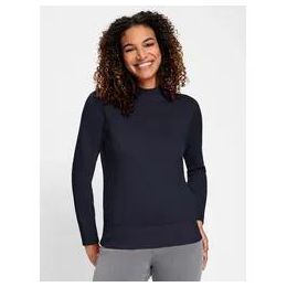 Stehkragenpullover Casual Looks "Pullover", Damen, Gr. 52, blau (marine), 100% Baumwolle, unifarben, Pullover Stehkragenpullover