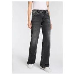 5-Pocket-Jeans Herrlicher "Edna Denim Black", Damen, Gr. 32, L&auml;nge 34, schwarz (clubbing), Denim/Jeans, Obermaterial: 50% Baumwolle, 40% Lyocell, 10% Modal, Jeans 5-Pocket-Jeans, mit ausgestelltem Bein