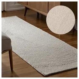 Wollteppich Hanse Home "Calmio, auch als L&auml;ufer und in rund", beige (natur wei&szlig;), B:80cm H:18mm L:200cm, Wolle, Teppiche, Handgetuftet, Wolle, Natur, Wohnzimmer, Schlafzimmer, Skandi, Hygge