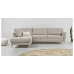 Ecksofa Home Affaire "MARSEILLE 278/202 cm, L-Form, Ottom. rechts/links, verschiedene Bez&uuml;ge", beige, B:278cm H:88cm T:202cm, 100% Polyester, Sofas, Ecksofa, Massivholzbeine Eiche, Landhausstil, Wellenunterfederung